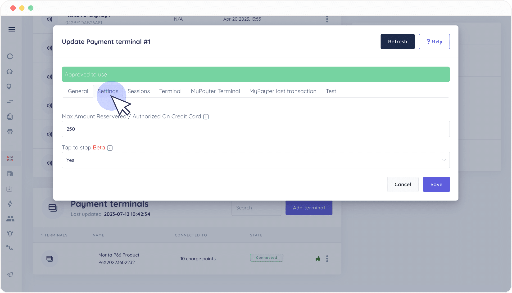 Connect a Payter terminal to a Team - Monta Help center